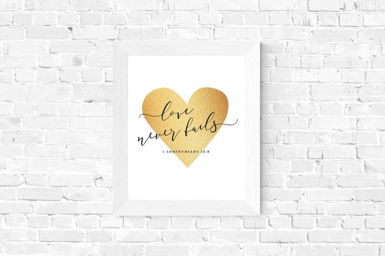 Bible Verse Printable, 1 Corinthians 13:8, Love Never Fails Black, Pink ...