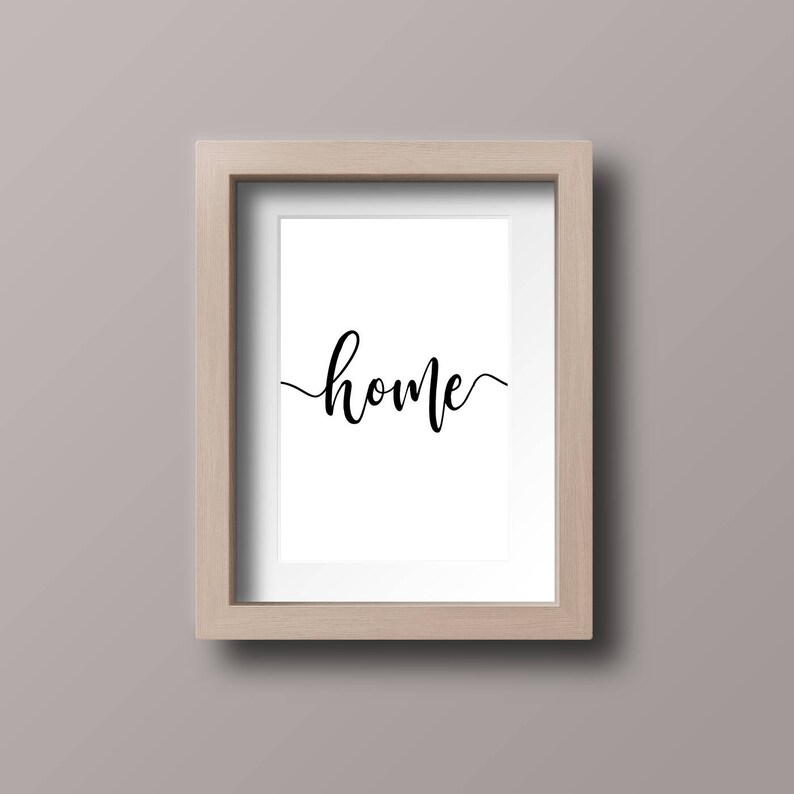 Home Word Printable, Calligraphy Black and White Printable, Typography ...