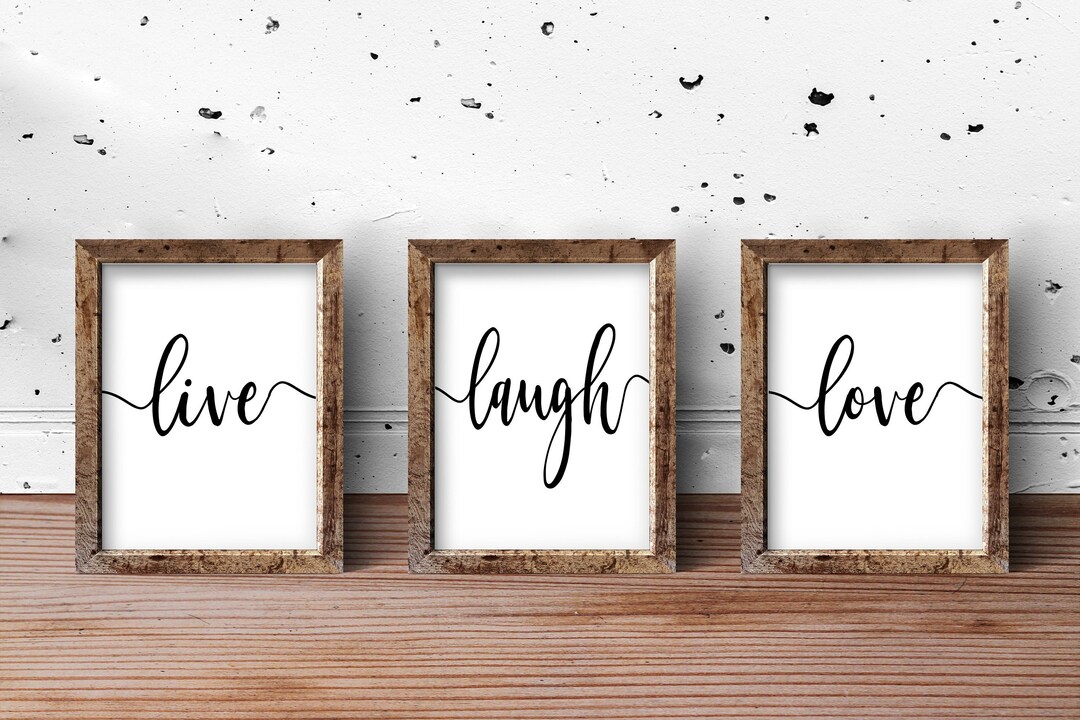 Live, Laugh, Love Printable Three Word Set, Calligraphy Black and White ...