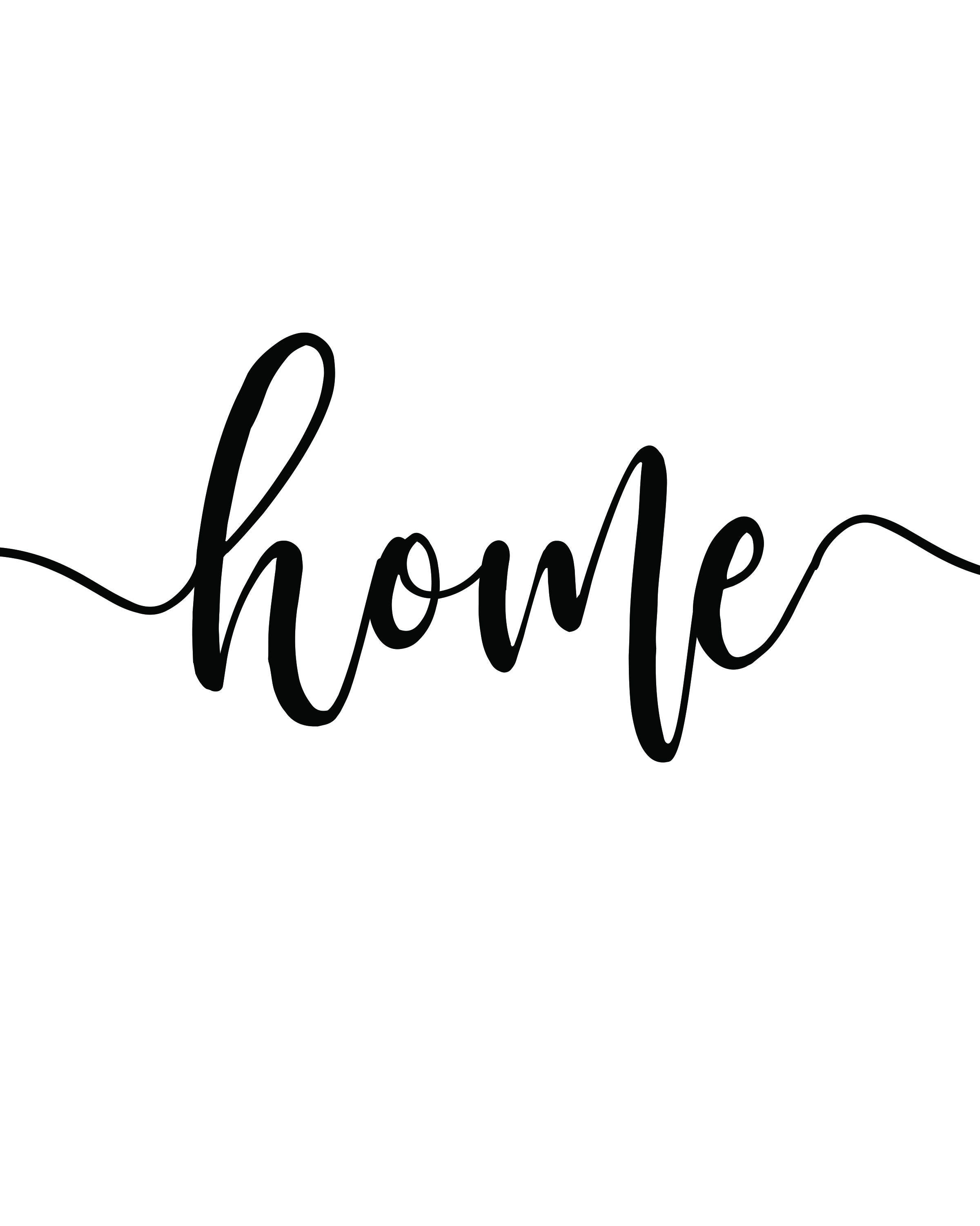 Home Word Printable, Calligraphy Black and White Printable, Typography ...