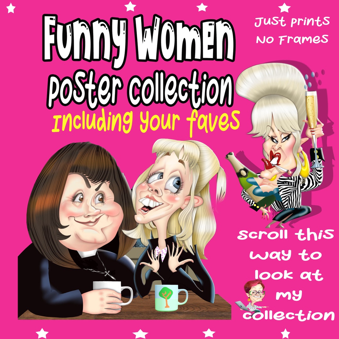 Retro UK Sitcom Poster, Funny Women Cartoon Art - Etsy