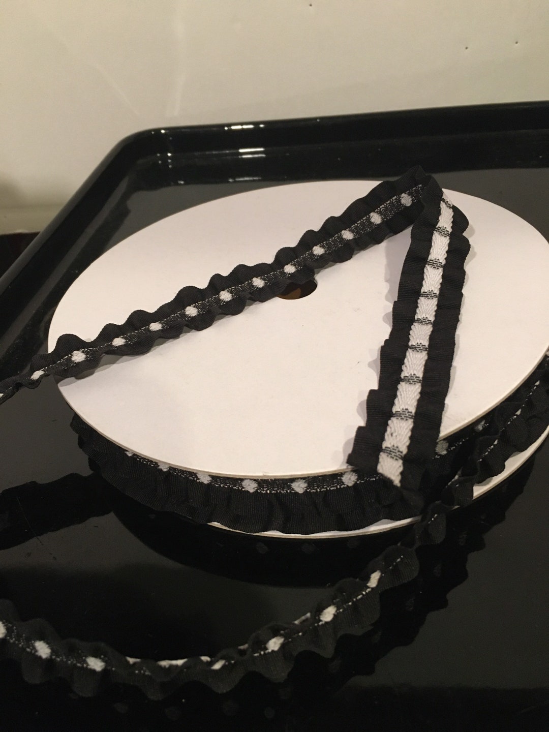 Black and White Three-quarter Inch Wide Double Ruffle Trim 20 Yds - Etsy