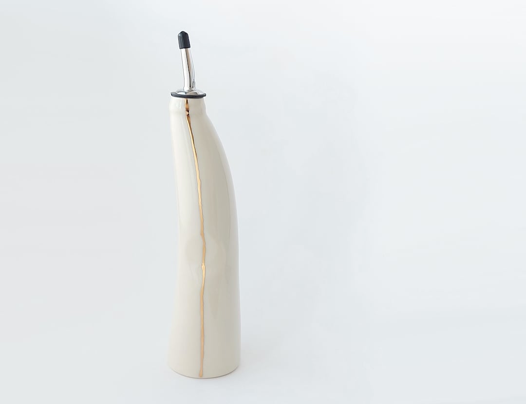 Handmade Ceramic Oil Bottle, Container for Olive Oil, White Olive Oil ...