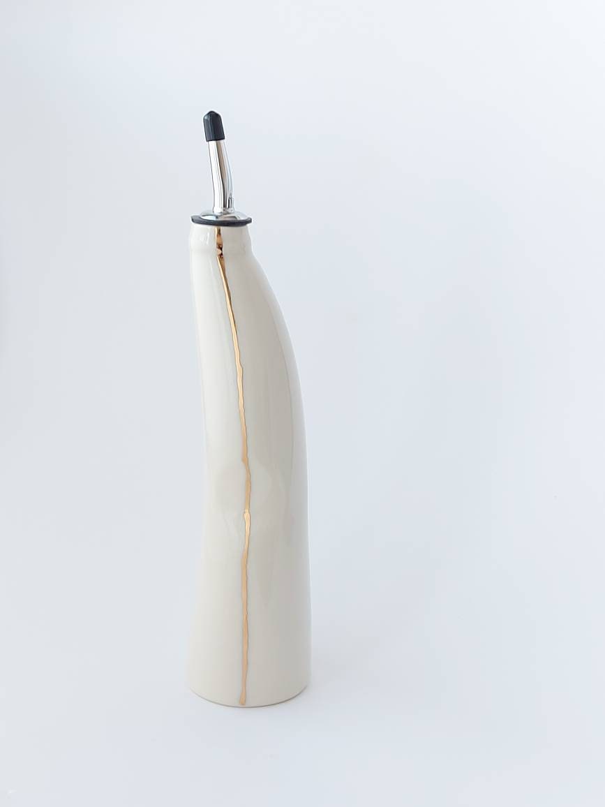 Handmade Ceramic Oil Bottle Container for Olive Oil White - Etsy