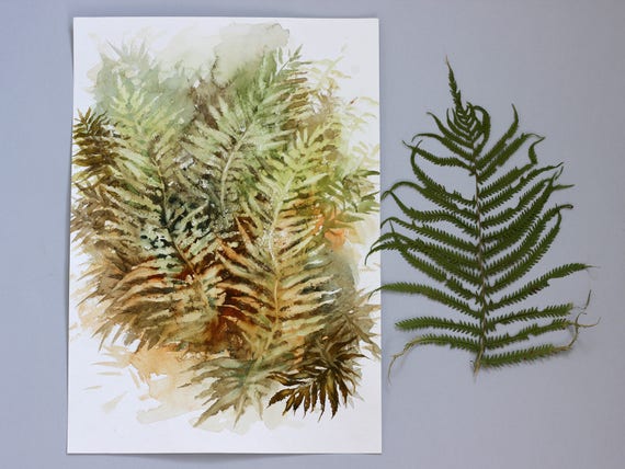 Fern art Fern Watercolor Painting Botanical watercolor | Etsy