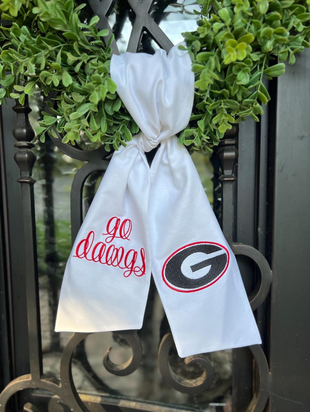 Georgia Bulldogs Wreath Sash | Embroidered UGA Door Hanger - Etsy