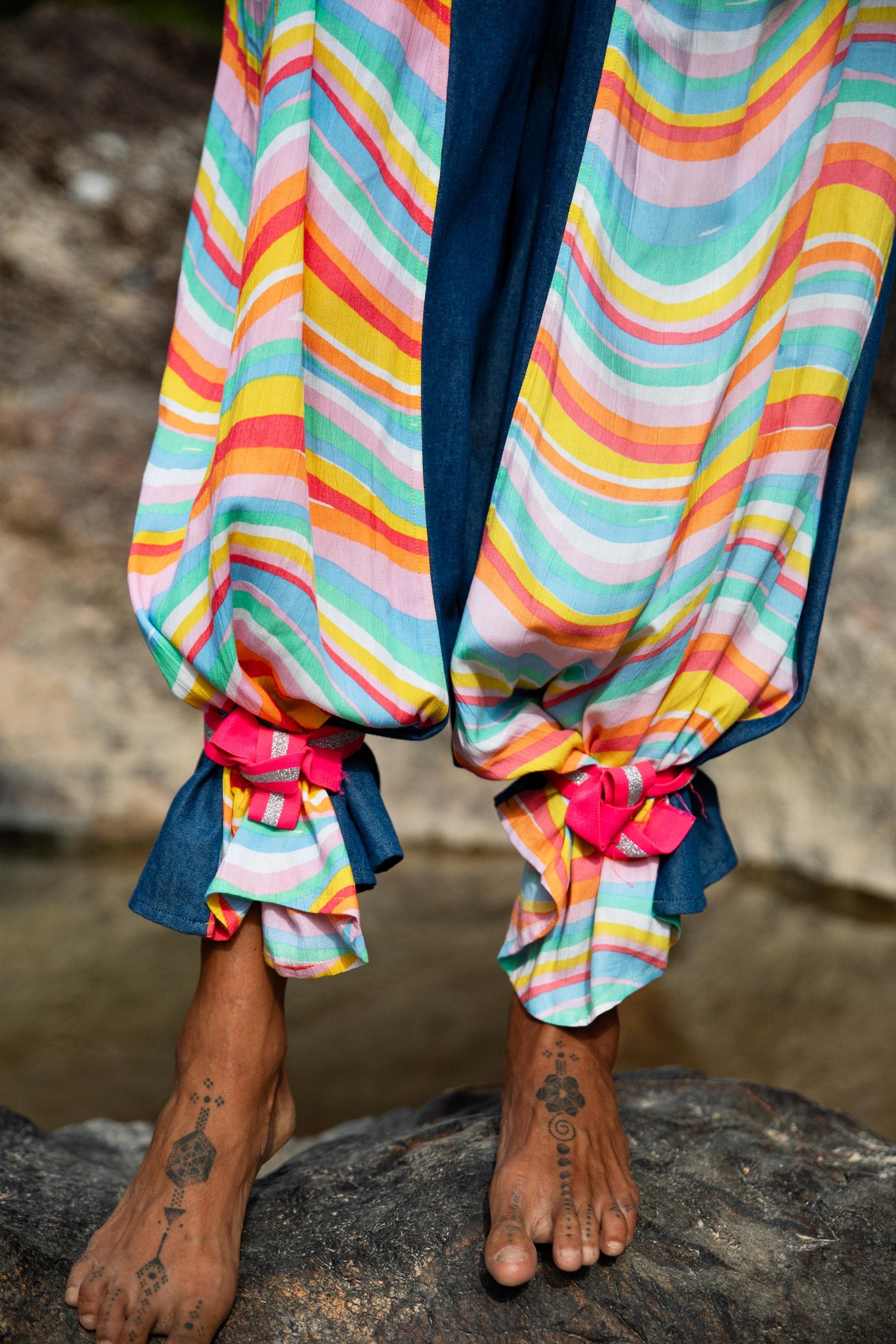 Rainbow Funky Pants Festival Trousers Sporty Pants Funky Denim Trousers ...