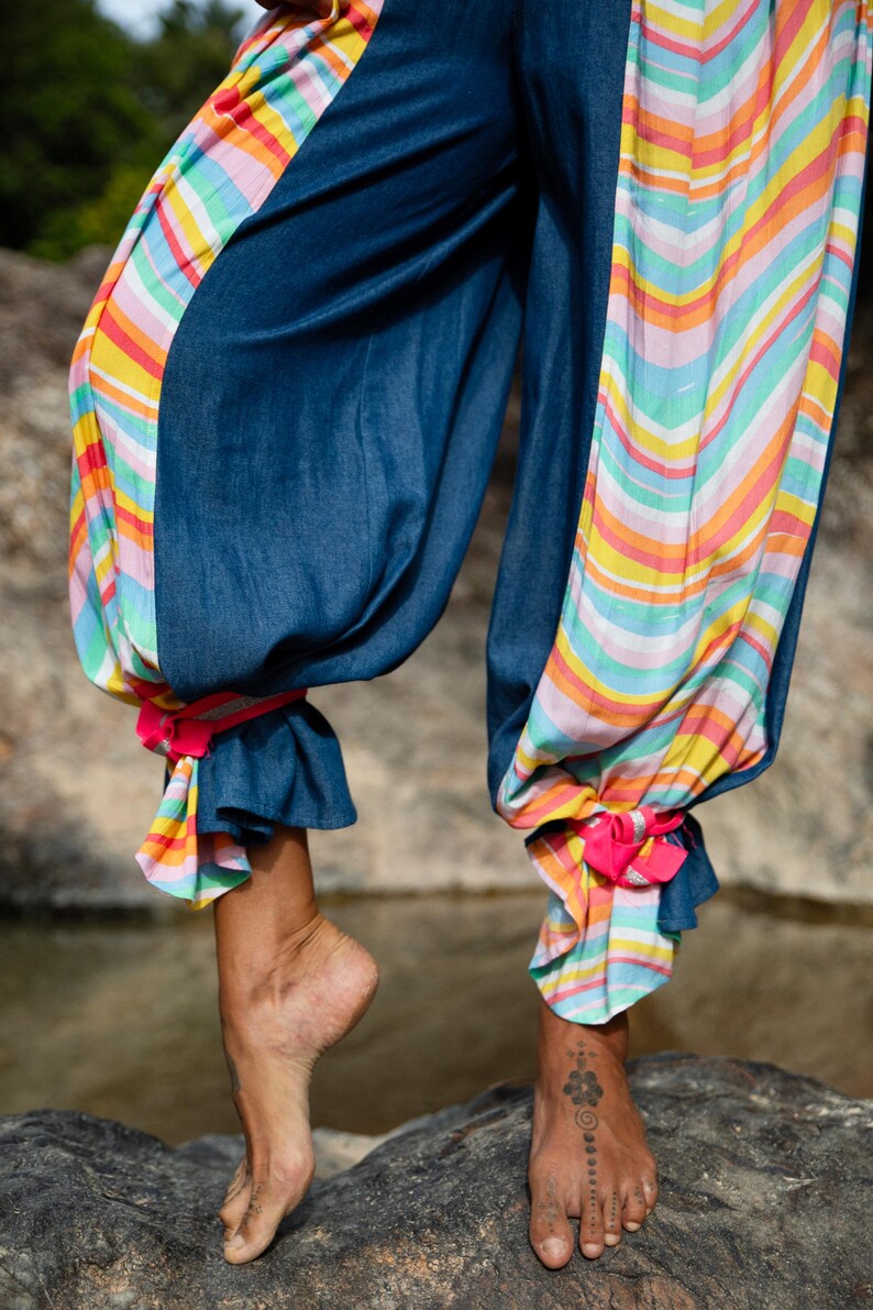 Rainbow Funky Pants Festival Trousers Sporty Pants Funky Denim Trousers ...