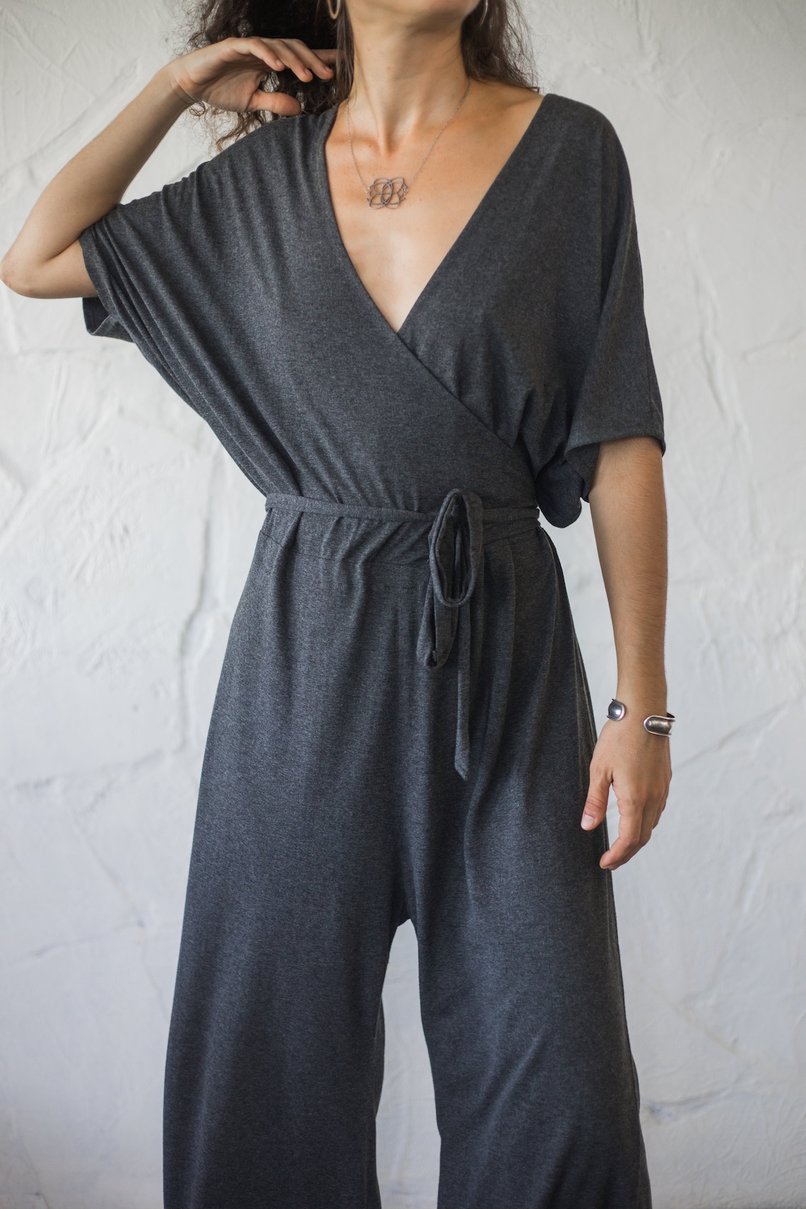 Organic Cotton Jersey Wrap Jumpsuit Women/one Size Jersey Overalls ...