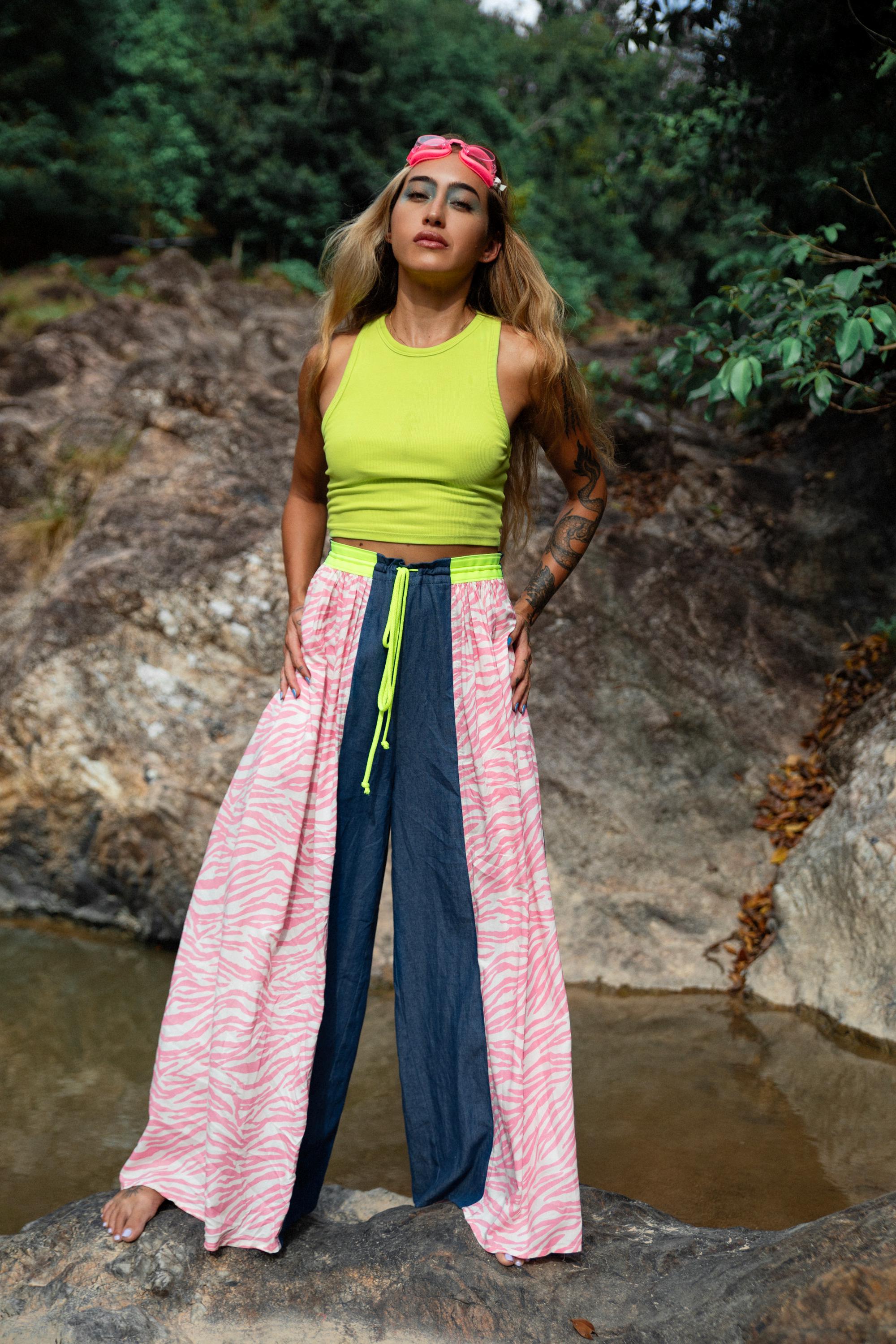 Rainbow Funky Pants Festival Trousers Sporty Pants Funky Denim Trousers ...