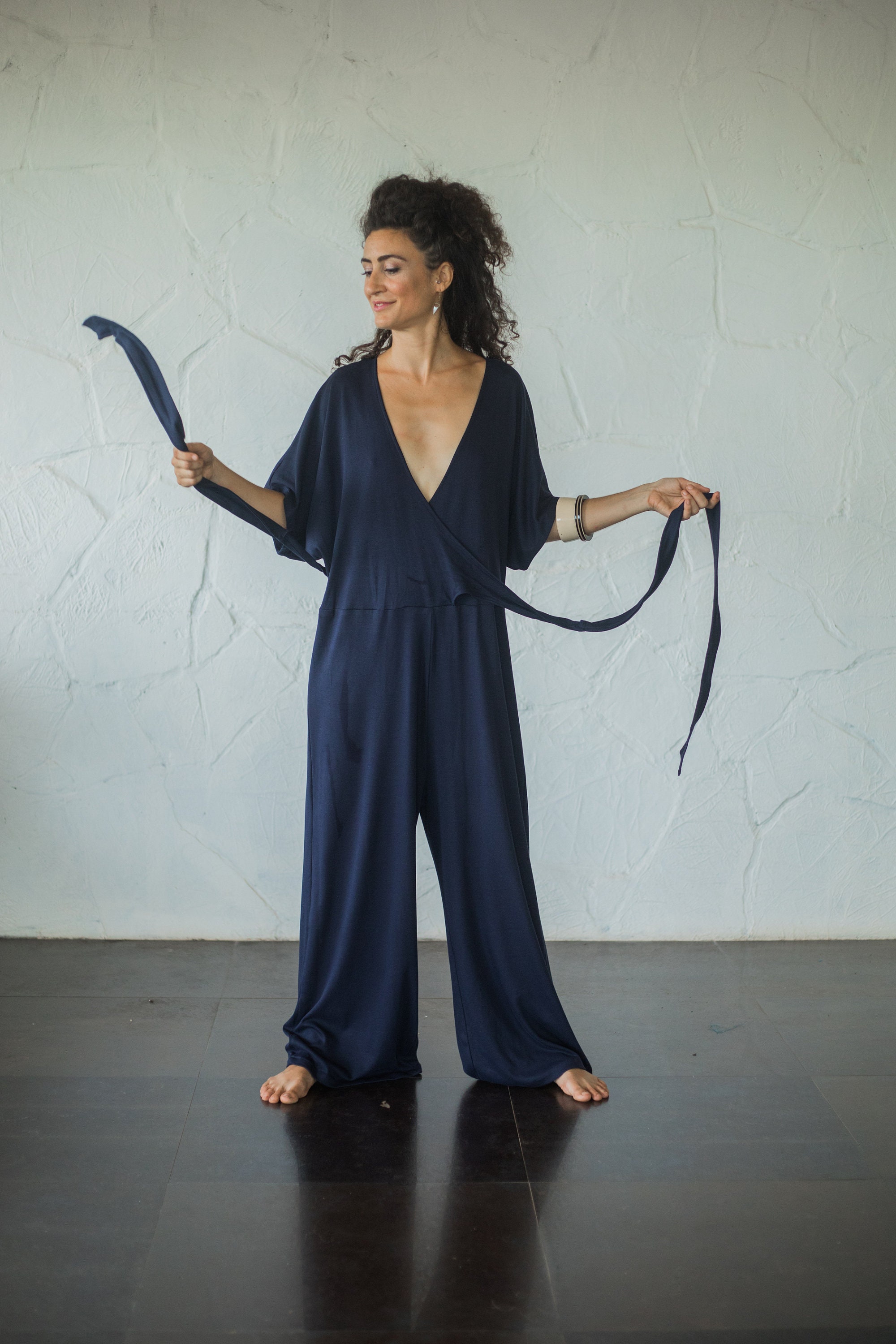 Organic Cotton Jersey Wrap Jumpsuit Women/one Size Jersey Overalls ...