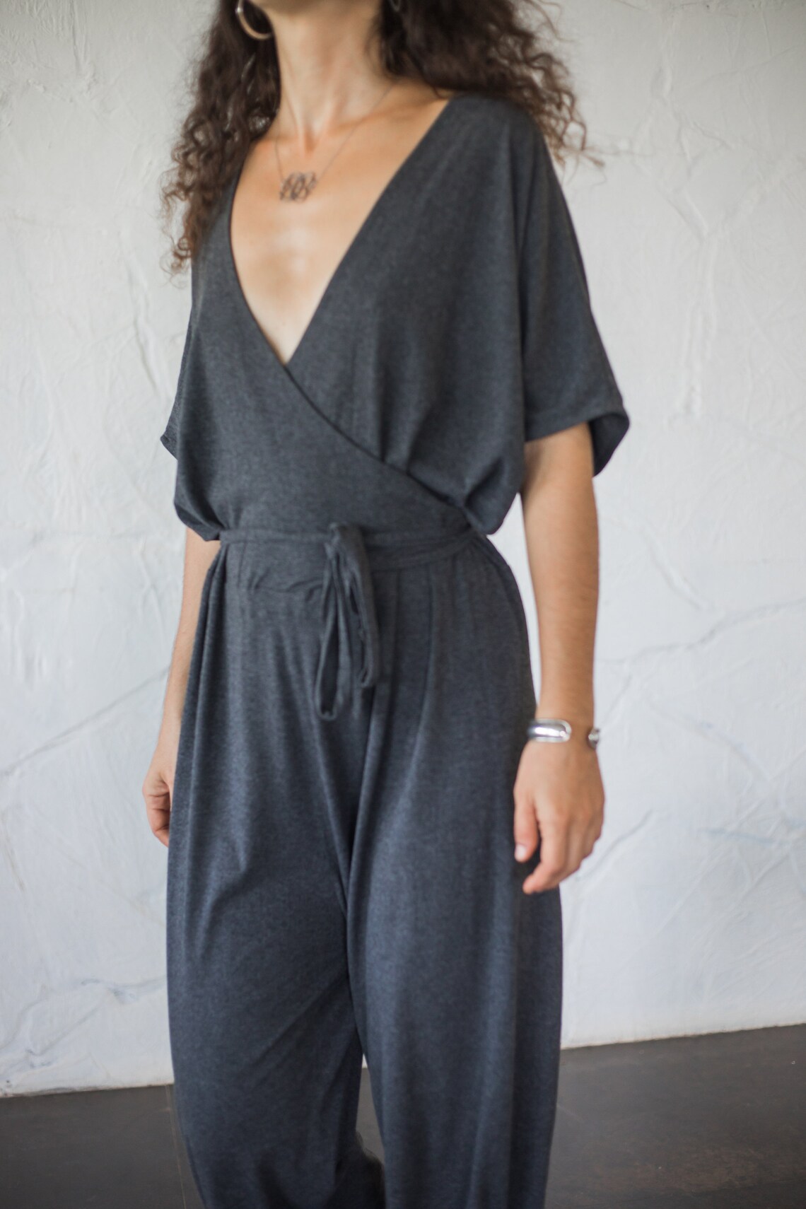 Organic Cotton Jersey Wrap Jumpsuit Women/one Size Jersey Overalls ...