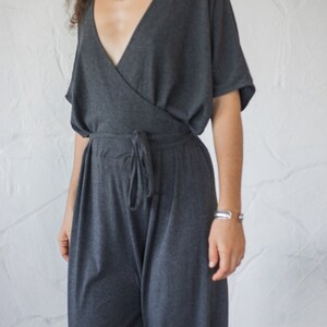 Organic Cotton Jersey Wrap Jumpsuit Women/one Size Jersey Overalls ...