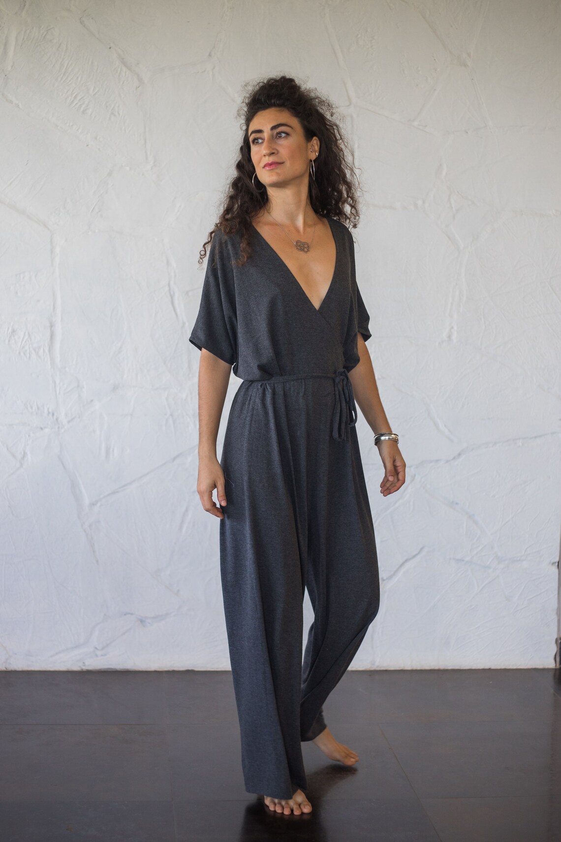 Organic Cotton Jersey Wrap Jumpsuit Women/one Size Jersey Overalls ...