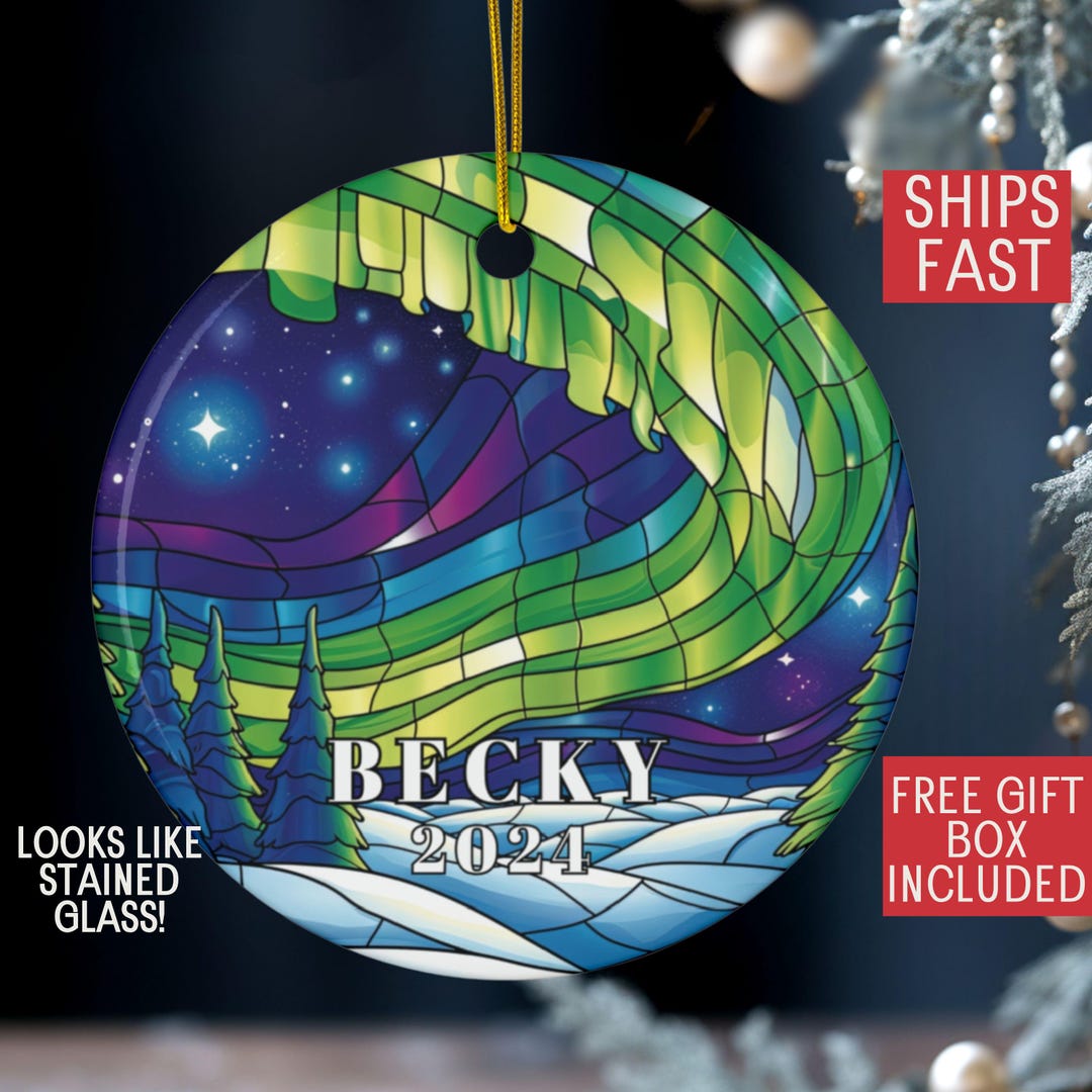 Personalized 2024 Christmas Ornament, Stained Glass Effect Christmas ...