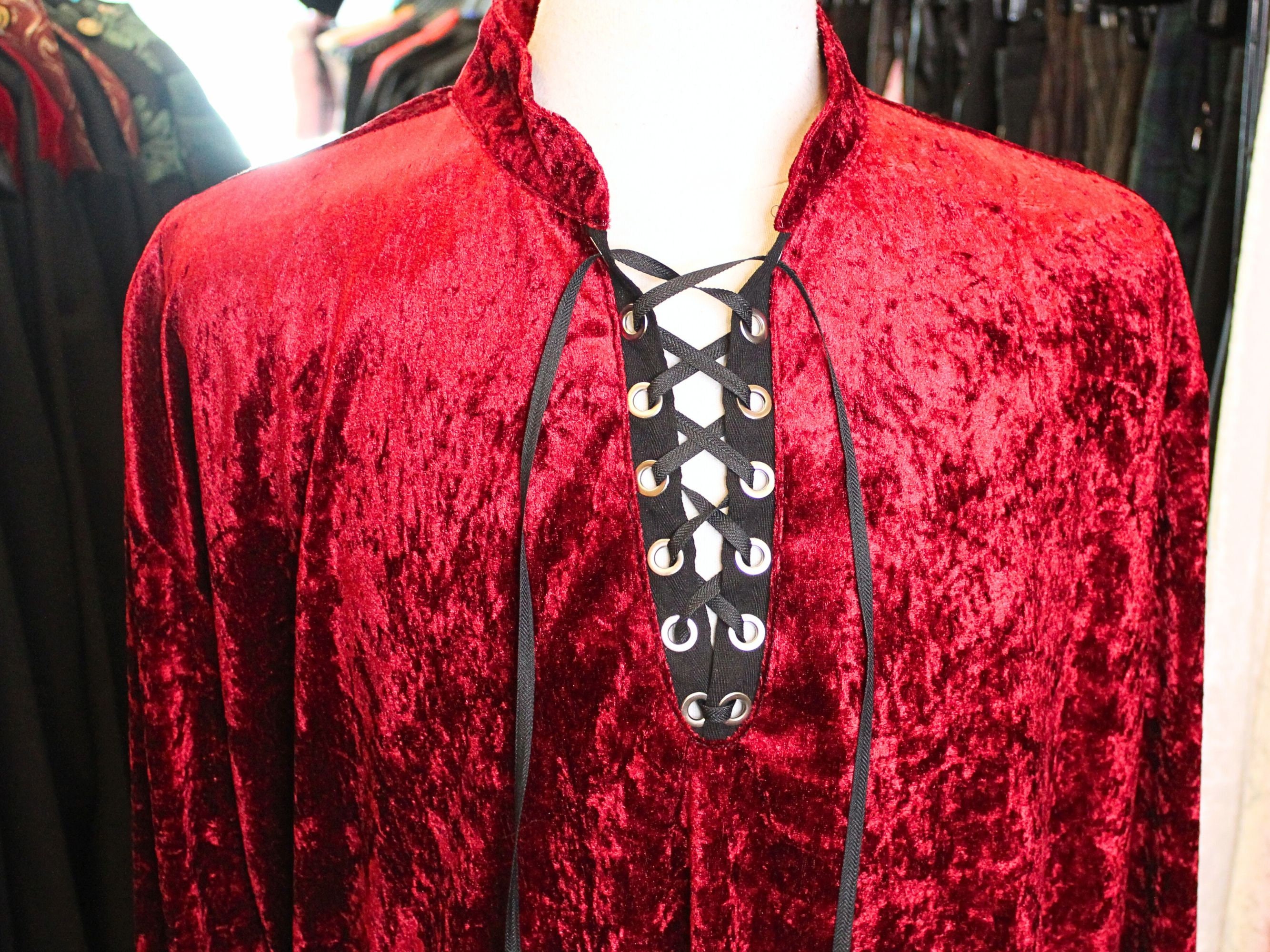 The VM Lace-up Hobbit Shirt Velvet Victorian Goth Christmas Wedding ...