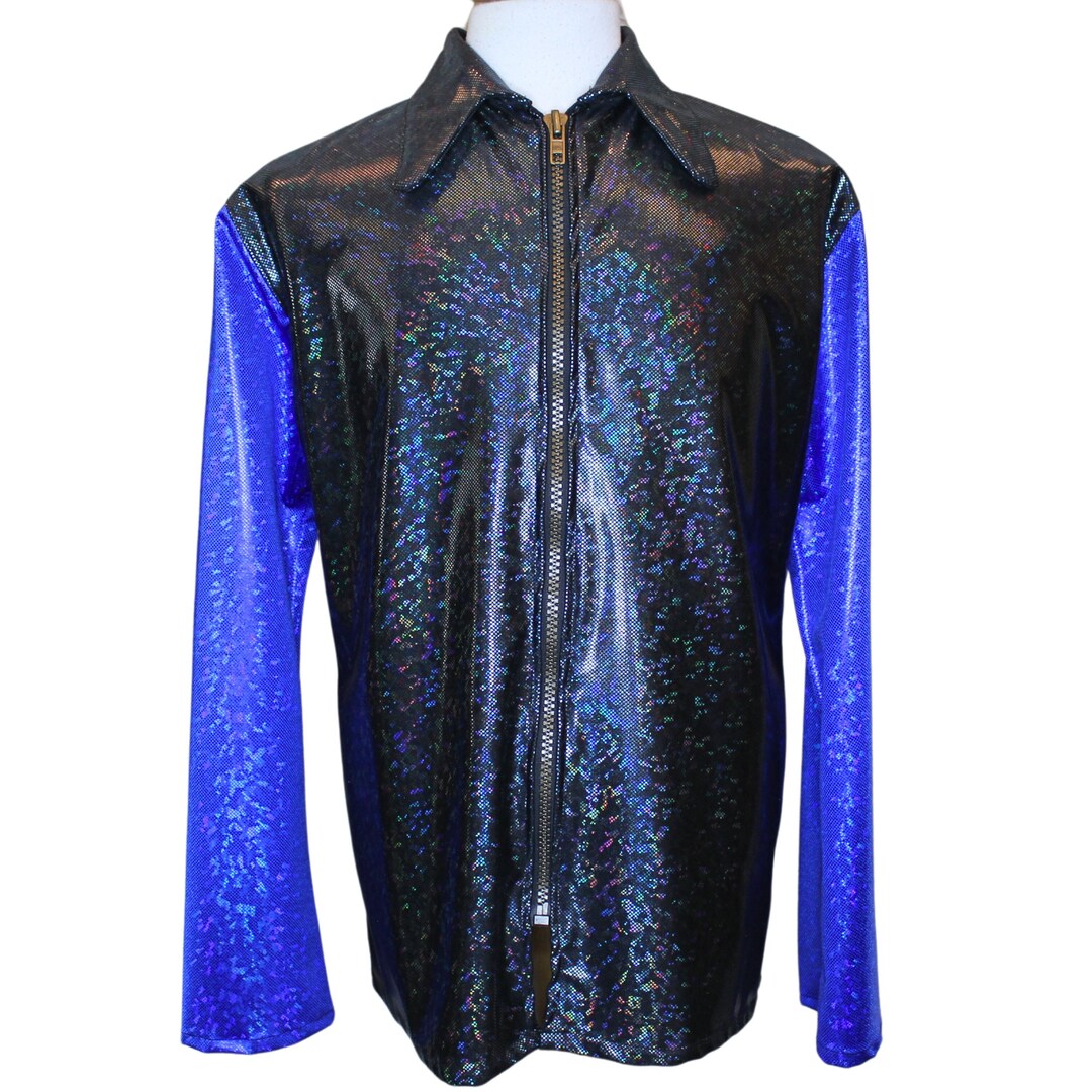 The VM Bowling Jacket Black and Blue Retro Party Festival Top Dance ...
