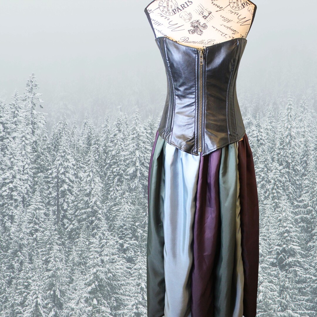 The VM Princess Skirt - Green Silver Purple Stripe Satin Renaissance ...