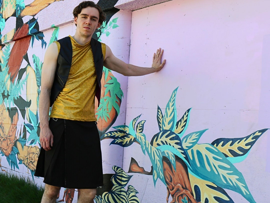 The VM Men's Kilt - Brown Pinstripe Handmade Goth New Victorian Men's ...