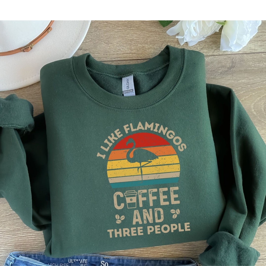 Retro Flamingo Coffee Sweater, Flamingo Coffee Lover Sweatshirt ...