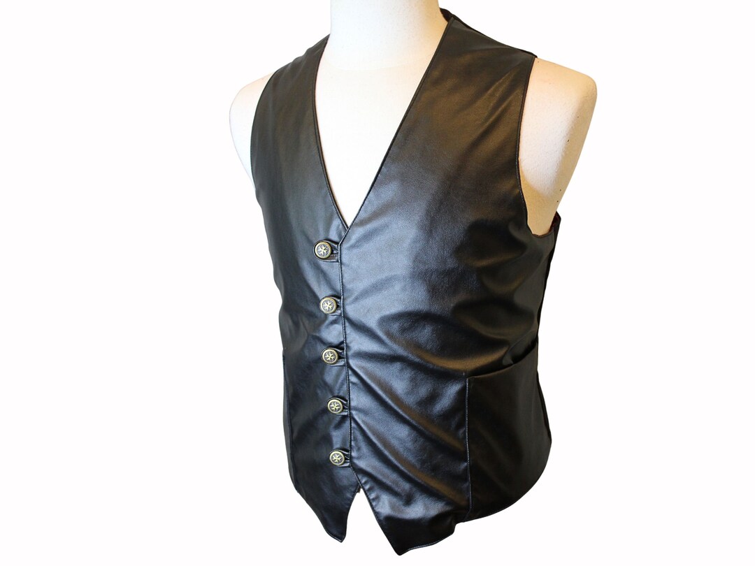 The VM Mens Steampunk Waistcoat -black Vegan Leather Victorian Handmade ...