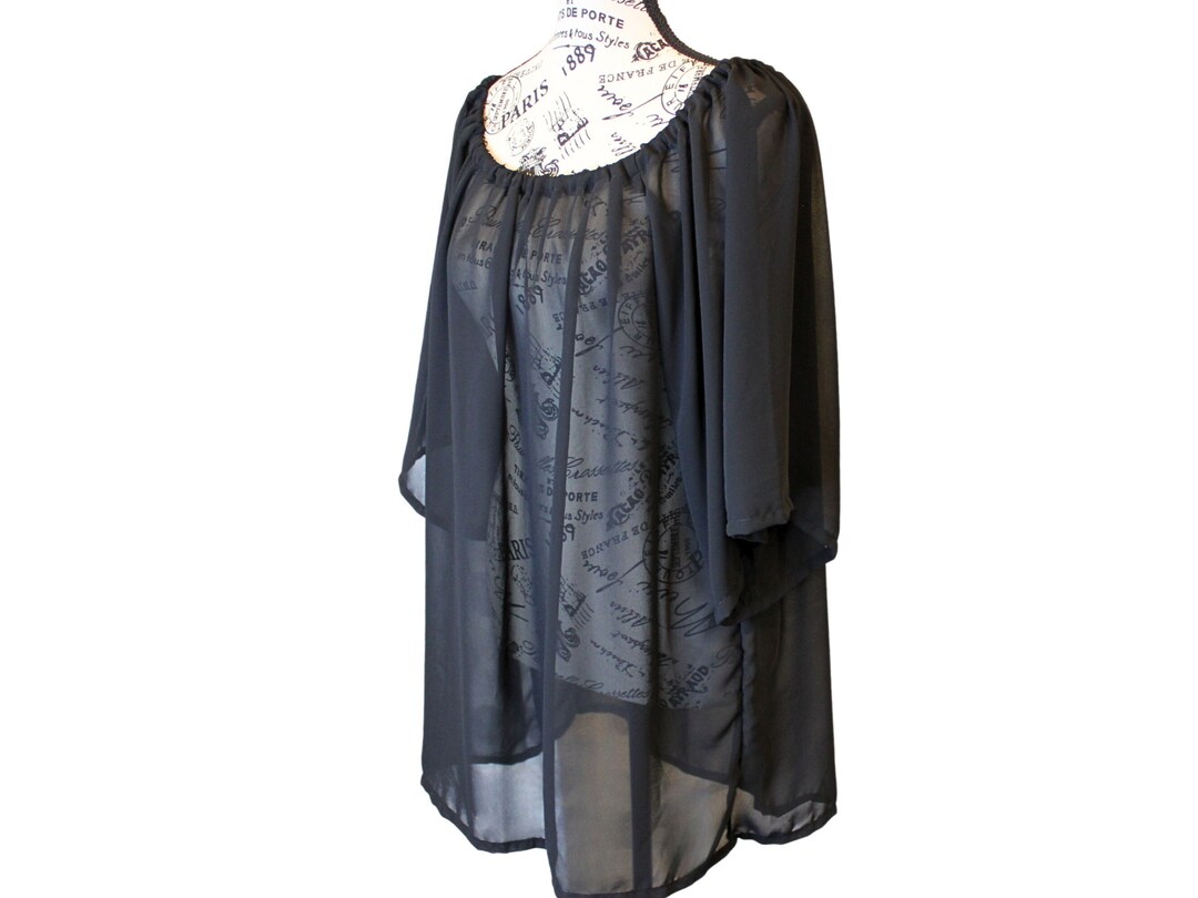 The VM Black Chiffon Chemise - Renaissance Blouse 3/4 Sleeve off the ...
