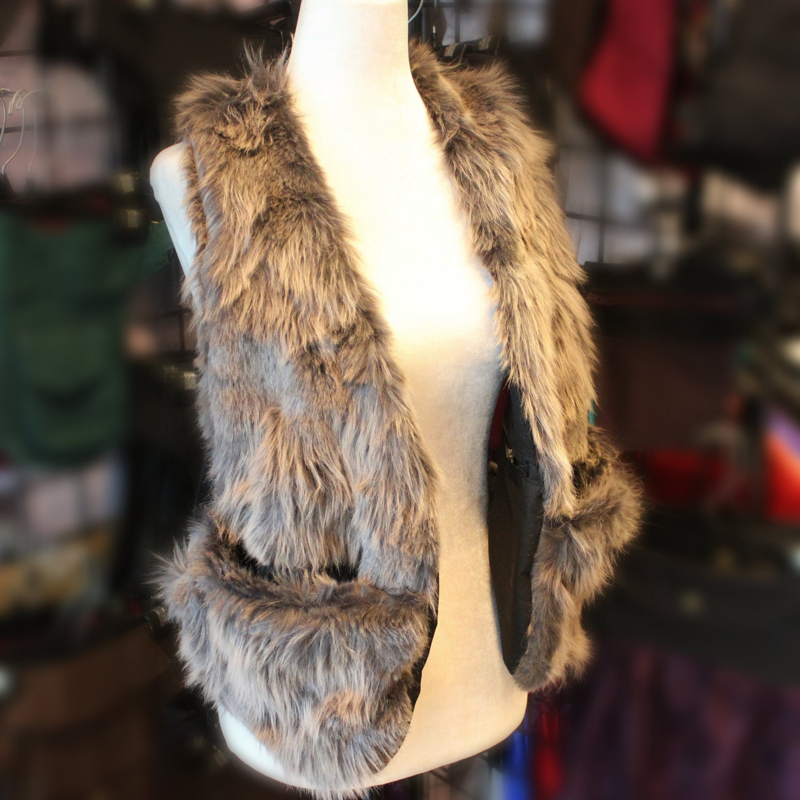 Mens Viking Faux Fur Vest Holster Barbarian Vegan Fur Holster Burning ...