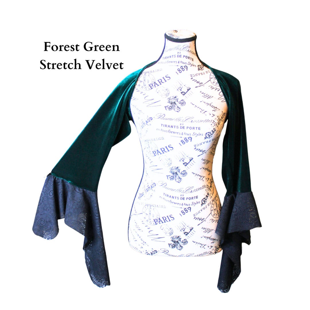 The VM Bell Sleeve Shrug Green Velvet Bolero, Bell Sleeve Shrug ...
