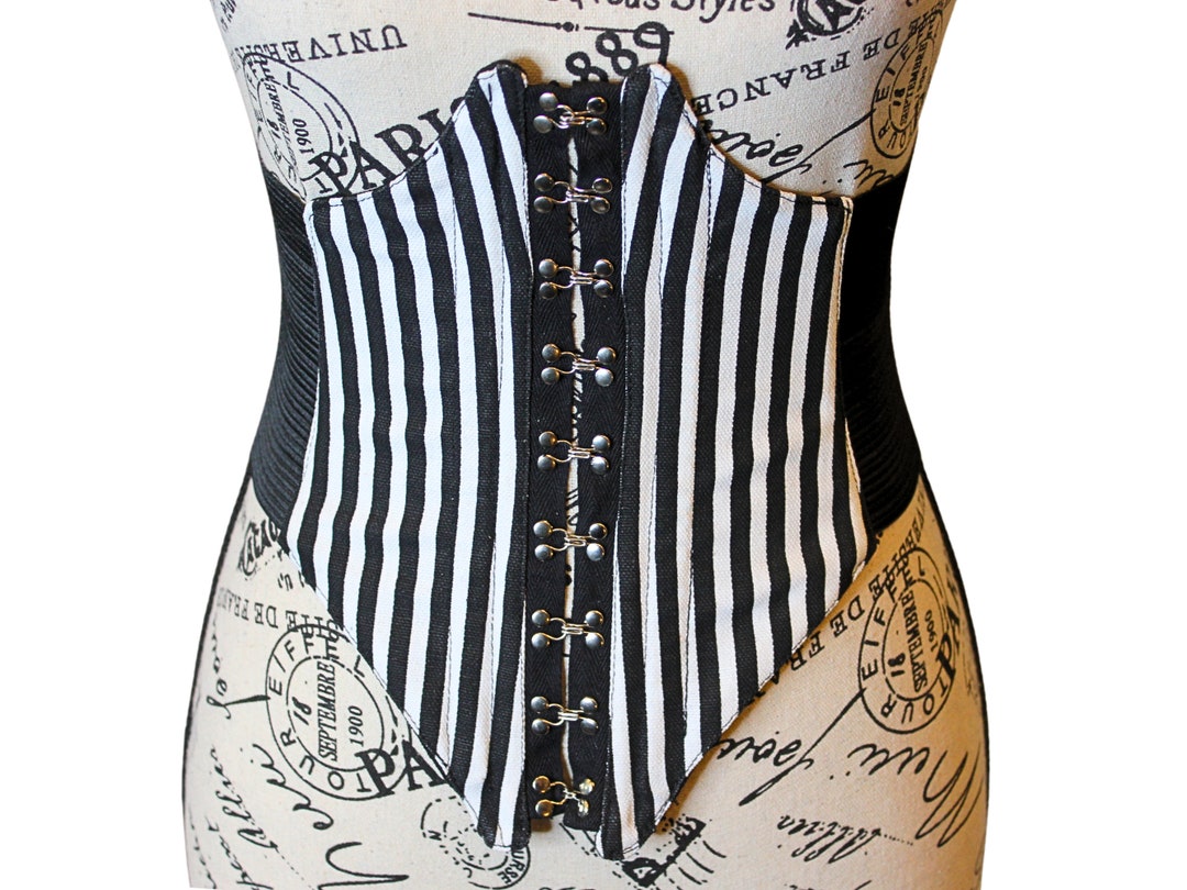 The VM Corset Waist Belt Black & White Stripe Clip Renaissance Belt ...