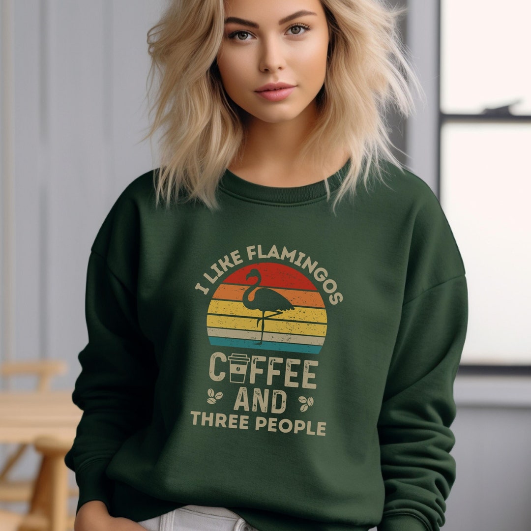 Retro Flamingo Coffee Sweater, Flamingo Coffee Lover Sweatshirt ...