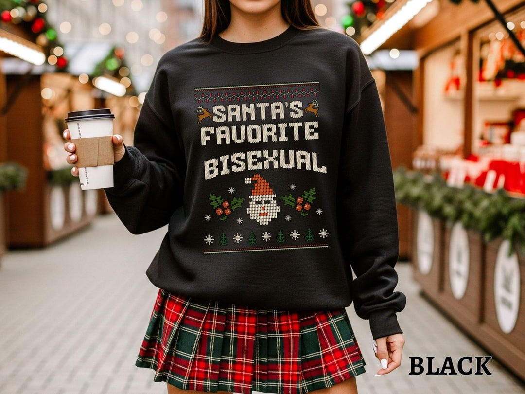 Funny Ugly Christmas Sweater, Santa's Favorite Bisexual Sweatshirt ...