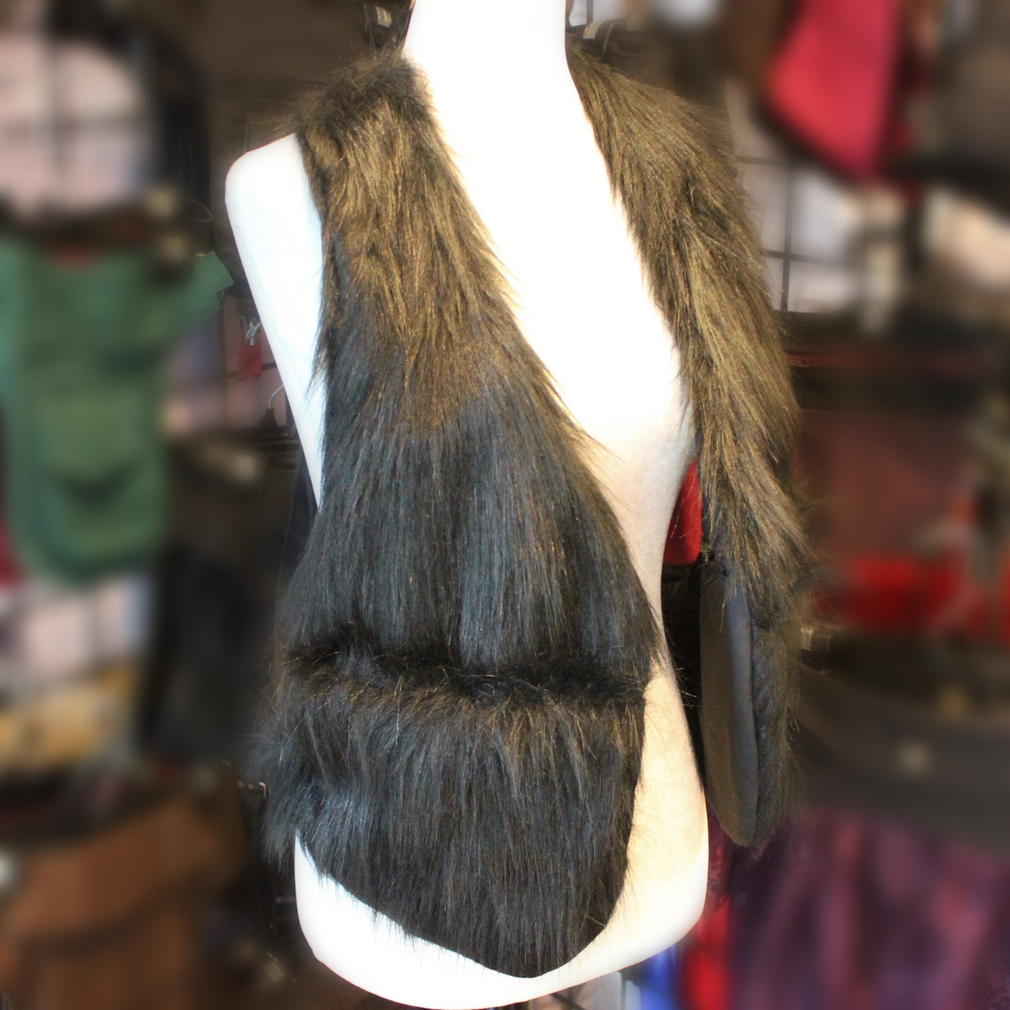 Mens Viking Faux Fur Vest Holster Barbarian Vegan Fur Holster Burning ...