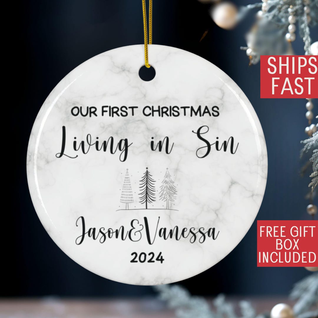 Personalized 2024 Christmas Ornament, Living in Sin Christmas Ornament ...