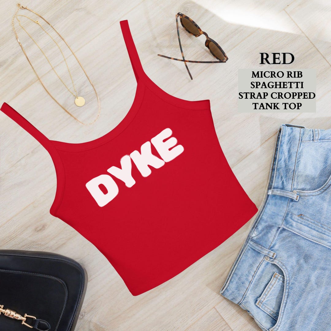 Lesbian Pride Shirt,funny Dyke Spray Paint Crop Spaghetti Strap Tank ...