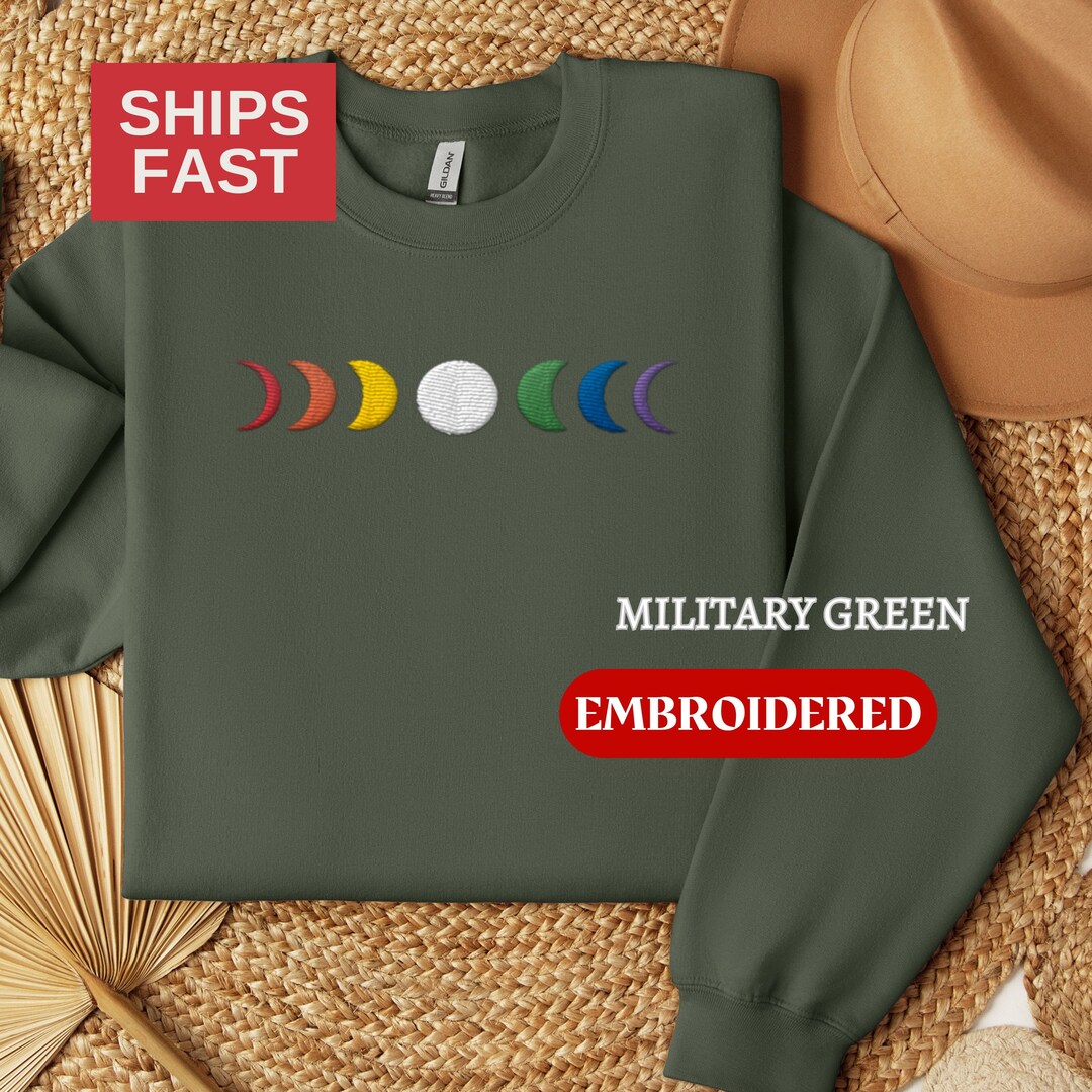 EMBROIDERED Moon Phases Gay Pride Sweatshirt, Custom Minimalist Witchy ...