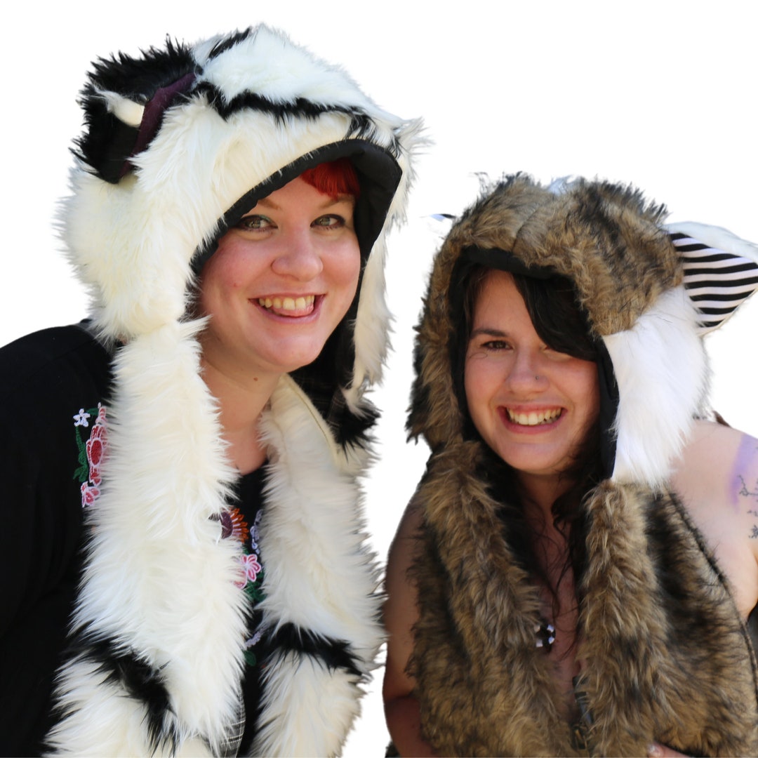 Viking Faux Fur Hood Unisex Barbarian Fake Fur Hood Scarf W Pockets Hot D Costume Fun Fur Animal ...