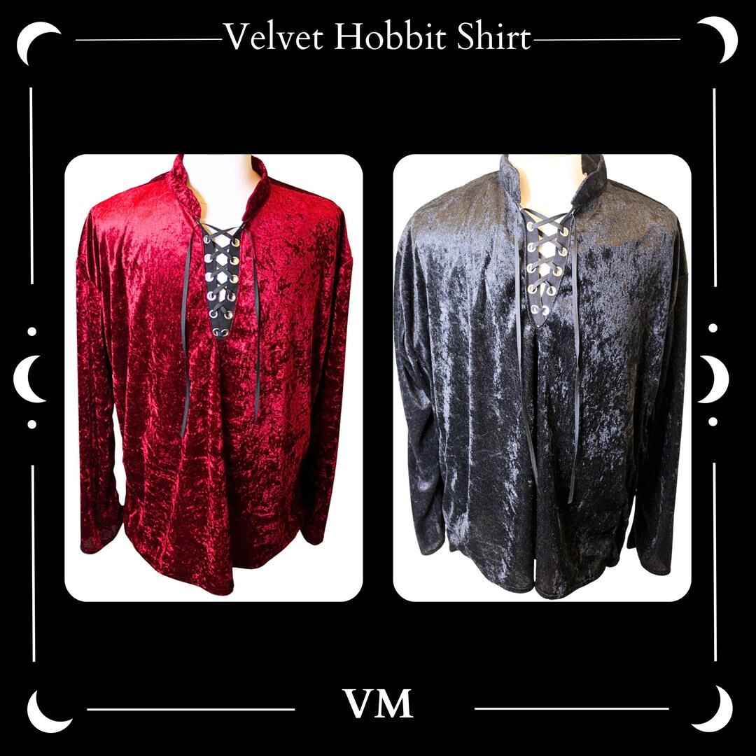 The VM Lace-up Hobbit Shirt Velvet Victorian Goth Christmas Wedding ...