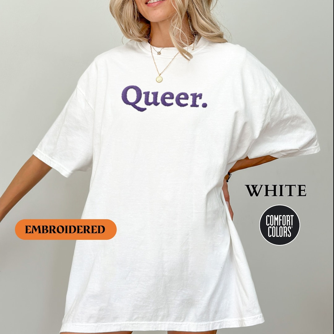 Queer Pride Comfort Colors T-shirt, Personalized EMBROIDERED Queer ...