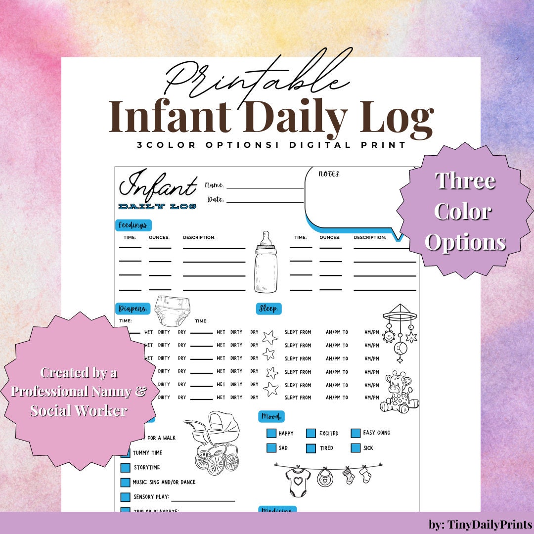 Infant Daily Log | Baby Care Journal | Daily Tracker for Newborns ...