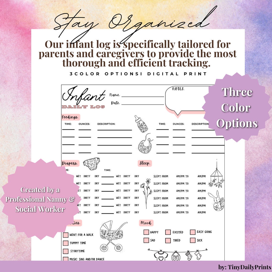 Infant Daily Log | Baby Care Journal | Daily Tracker for Newborns ...