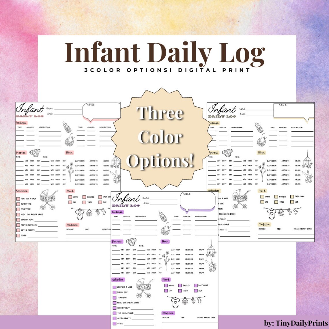 Infant Daily Log | Baby Care Journal | Daily Tracker for Newborns ...