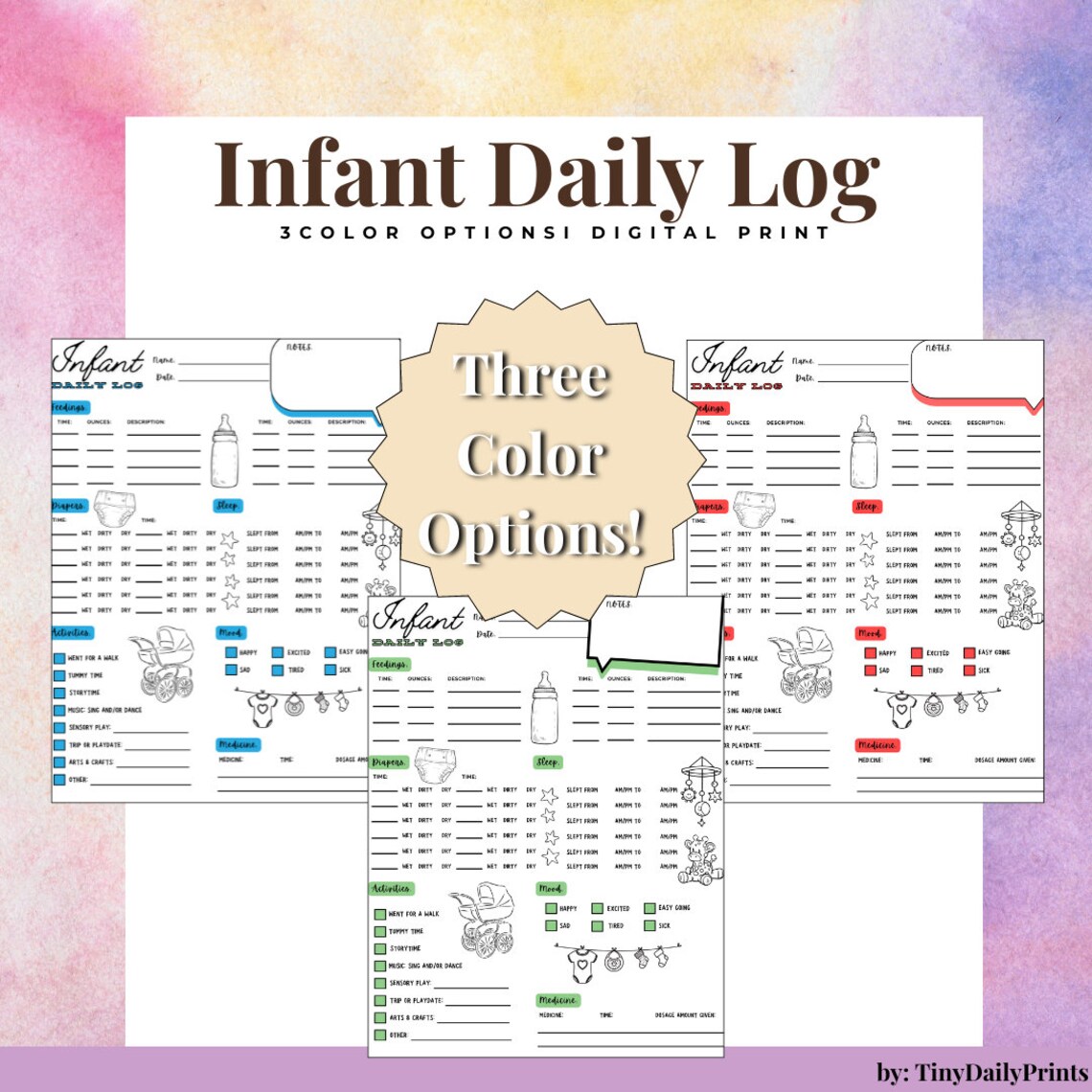 Infant Daily Log | Baby Care Journal | Daily Tracker for Newborns ...