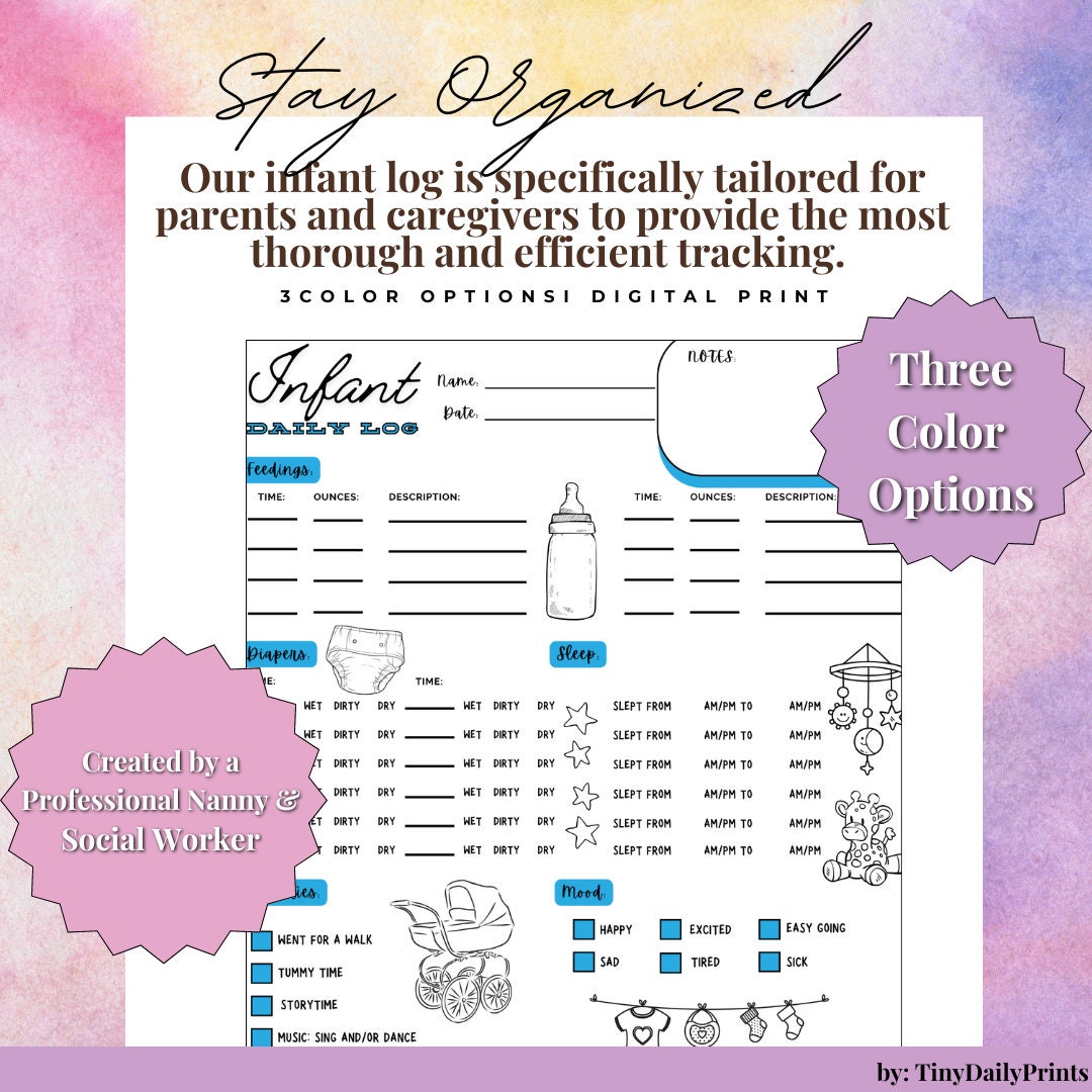 Infant Daily Log | Baby Care Journal | Daily Tracker for Newborns ...