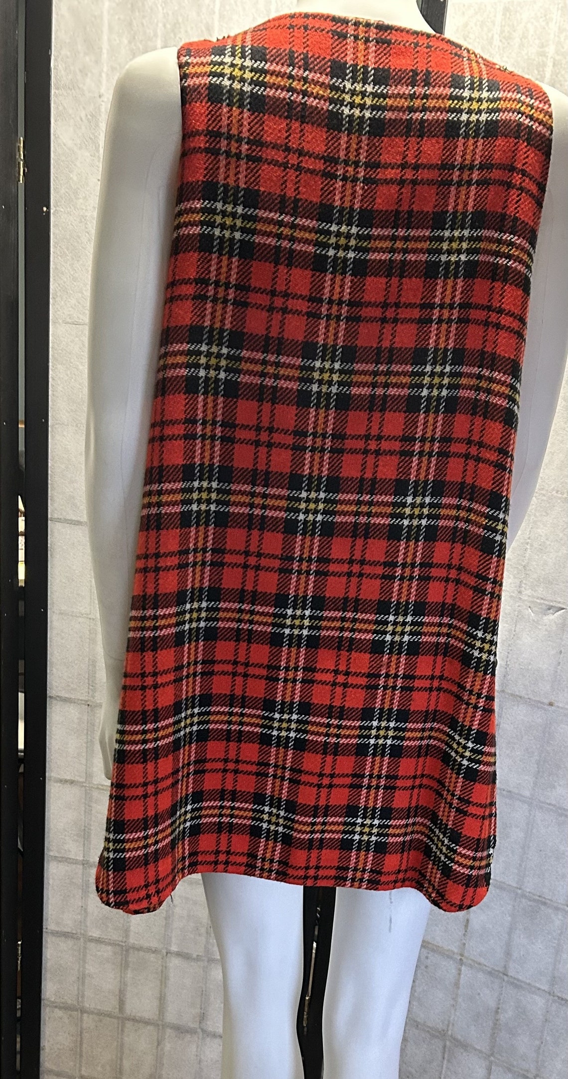 Rare Early Gunne Sax Tartan Red and Black Plaid Long Vest With Chains ...