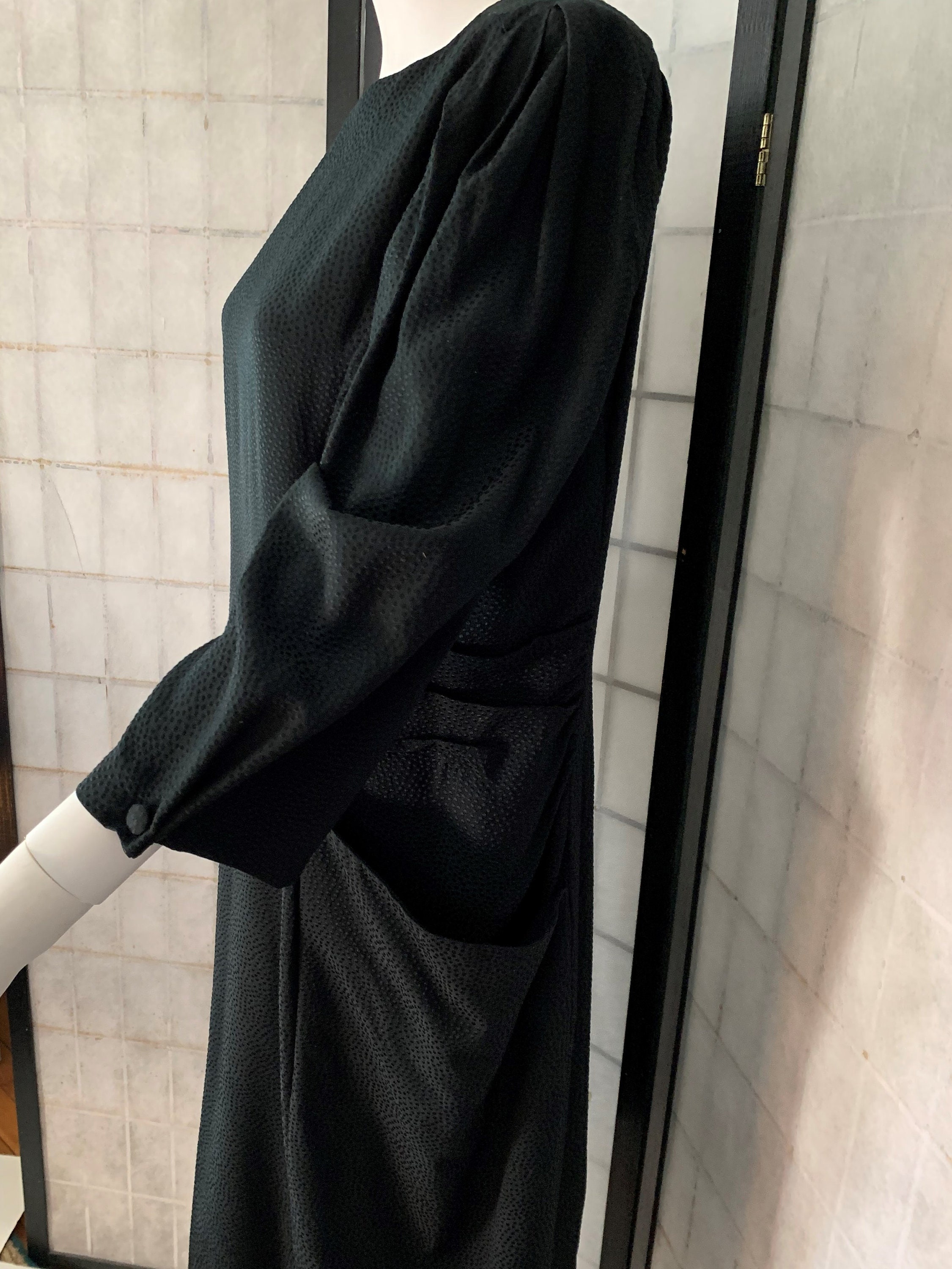 Sybil Connolly Iconic Irish Designer Black Silk Dress With Beautiful ...