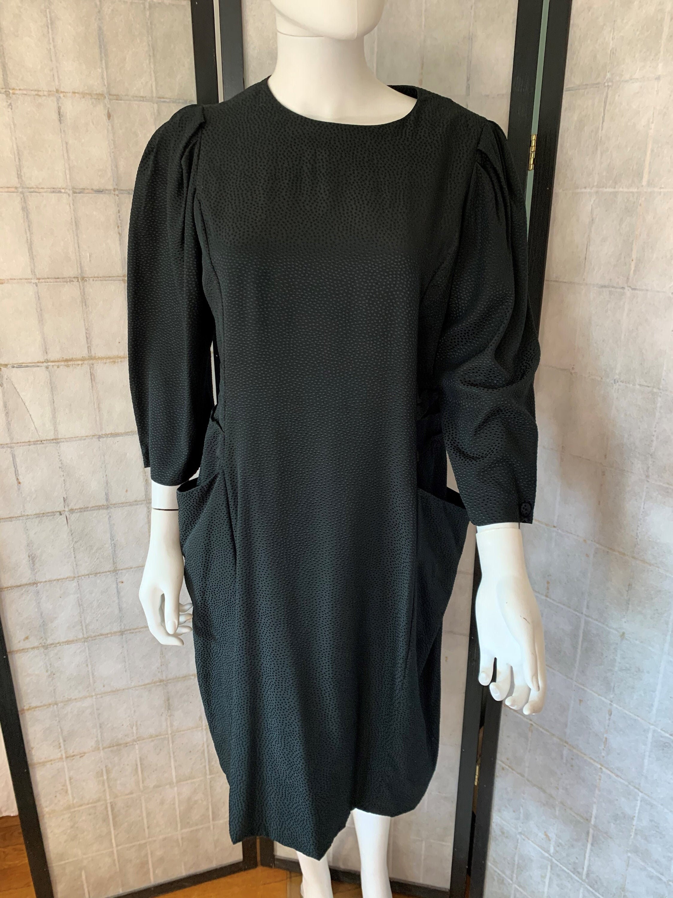 Sybil Connolly Iconic Irish Designer Black Silk Dress With Beautiful ...