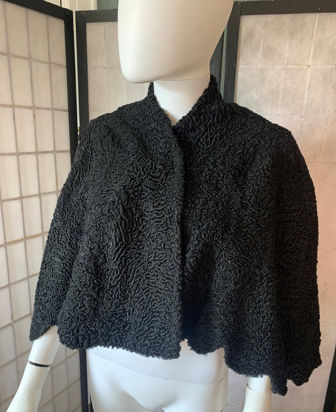 Black Persian Lamb Cape With Scallopped Edge and Beautiful Lining - Etsy