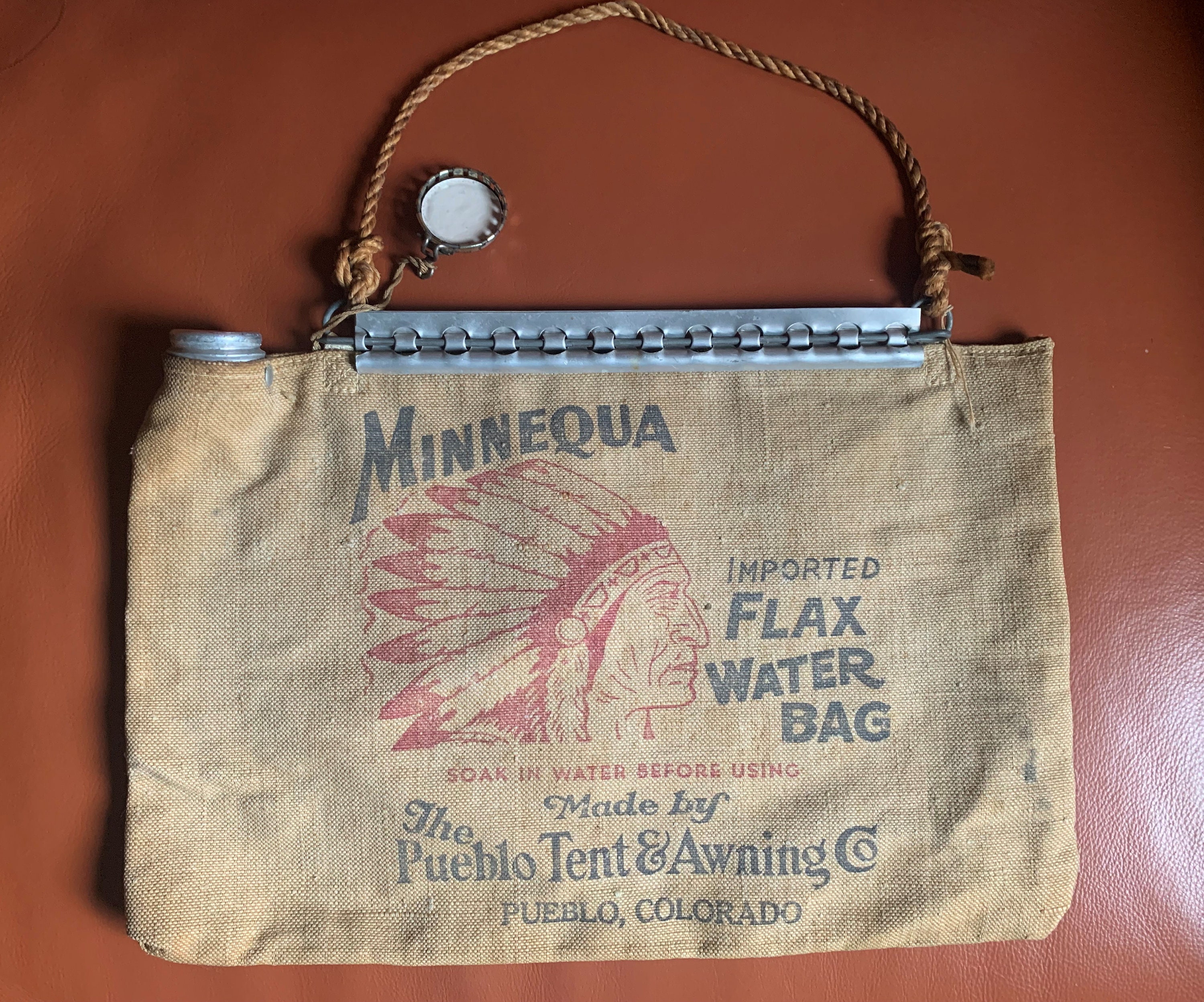 Vintage Minnequa Flax Water Bag Pueblo Tent & Awning Company - Etsy