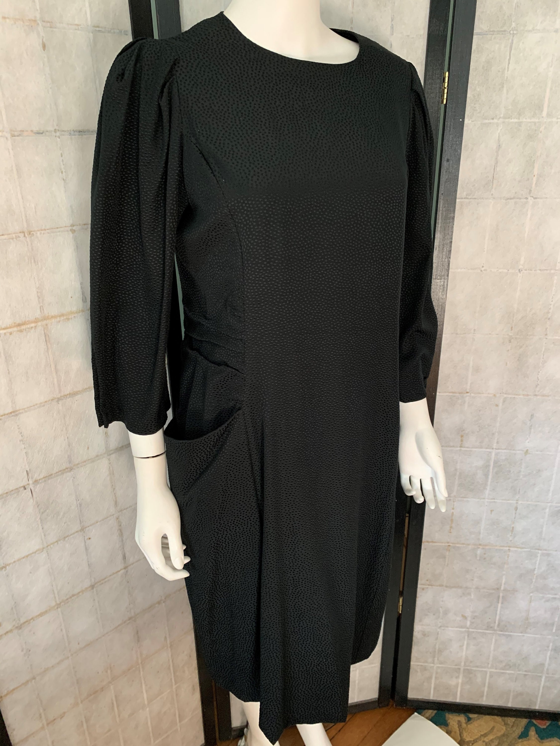 Sybil Connolly Iconic Irish Designer Black Silk Dress With Beautiful ...