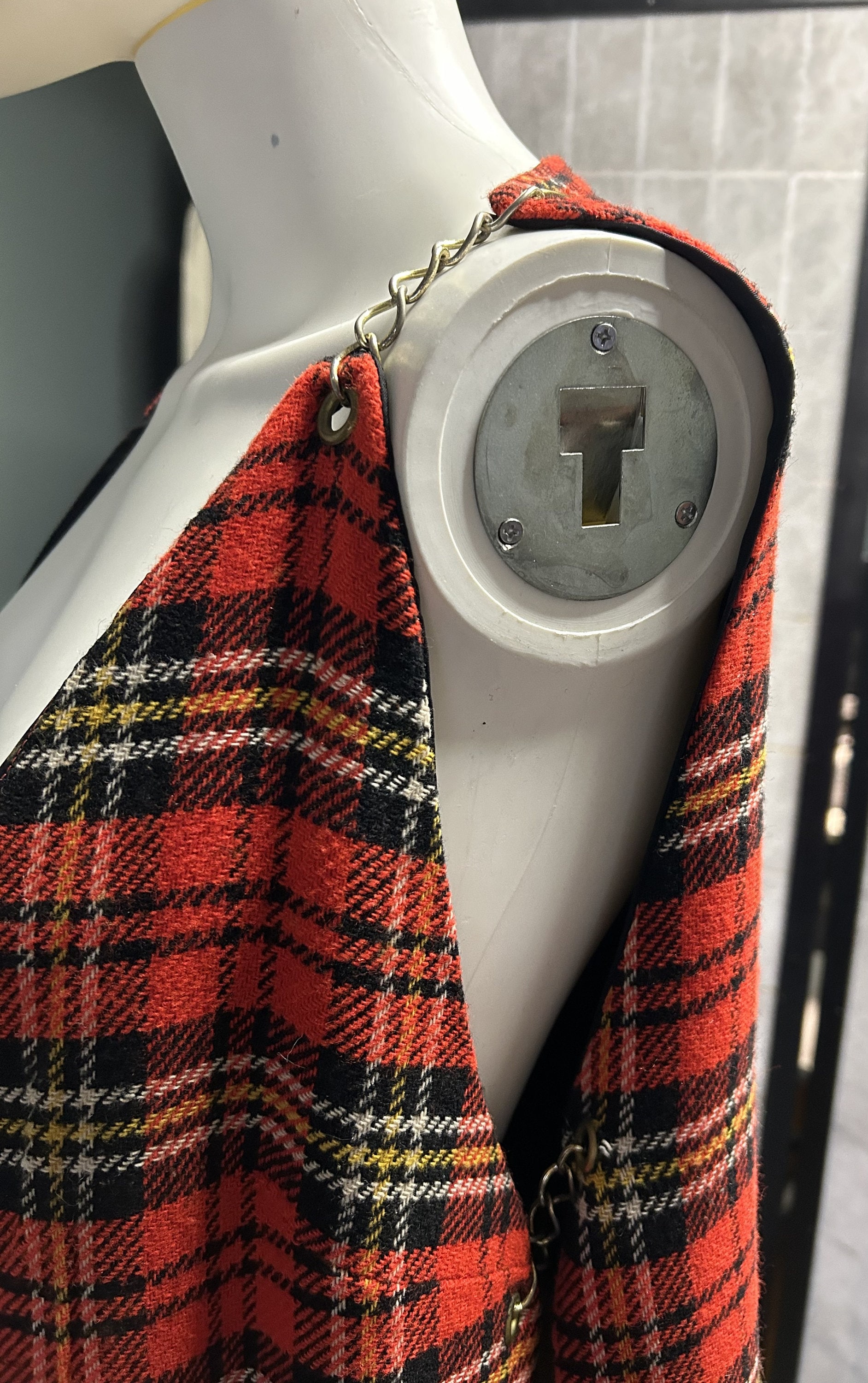 Rare Early Gunne Sax Tartan Red and Black Plaid Long Vest With Chains ...